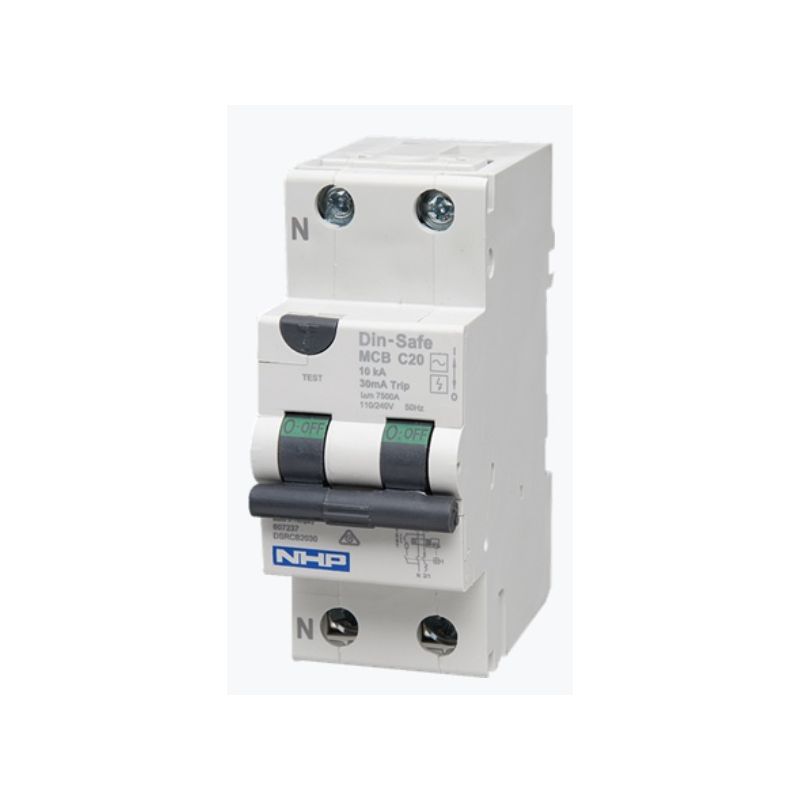 RCBO Combo RCD/MCB 1P+N 20A 110/240V 30mA 10kA DIN Mount | Cetnaj
