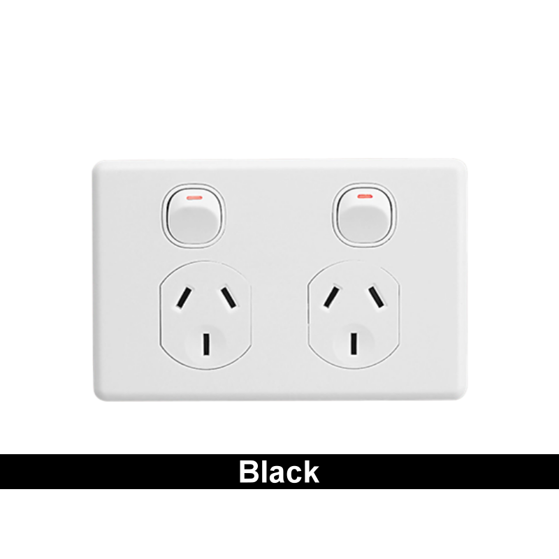 GPO Flush Standard 2G 10A 250V Horizontal Shutter Black - Cetnaj