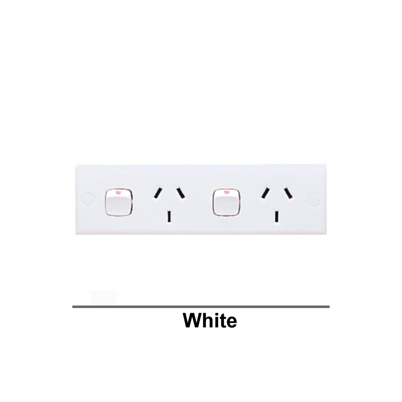 GPO Flush Skirting 2G 10A 240V Horizontal White - Cetnaj