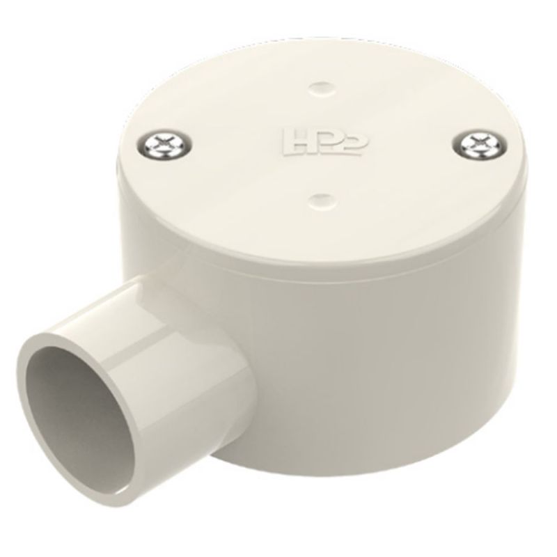 Shallow Conduit J-Box 1 Way 20mm Round PVC Medim Duty Grey - Cetnaj