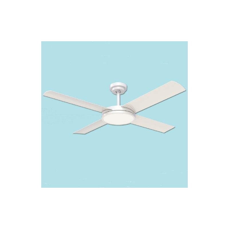 Ceiling Fan 4Blade 1320mm w/LED Light 3Spd Wall White - Cetnaj