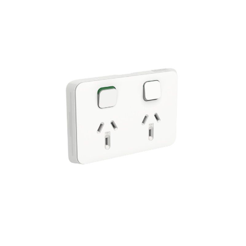 Clipsal Double Power Point Flush Mount 10A 250V 2P+E Horizontal Safety ...