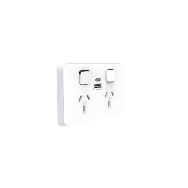Clipsal GPO Switched Outlet Flush Mount 2 Gang 10A 250V Horizontal 1 ...