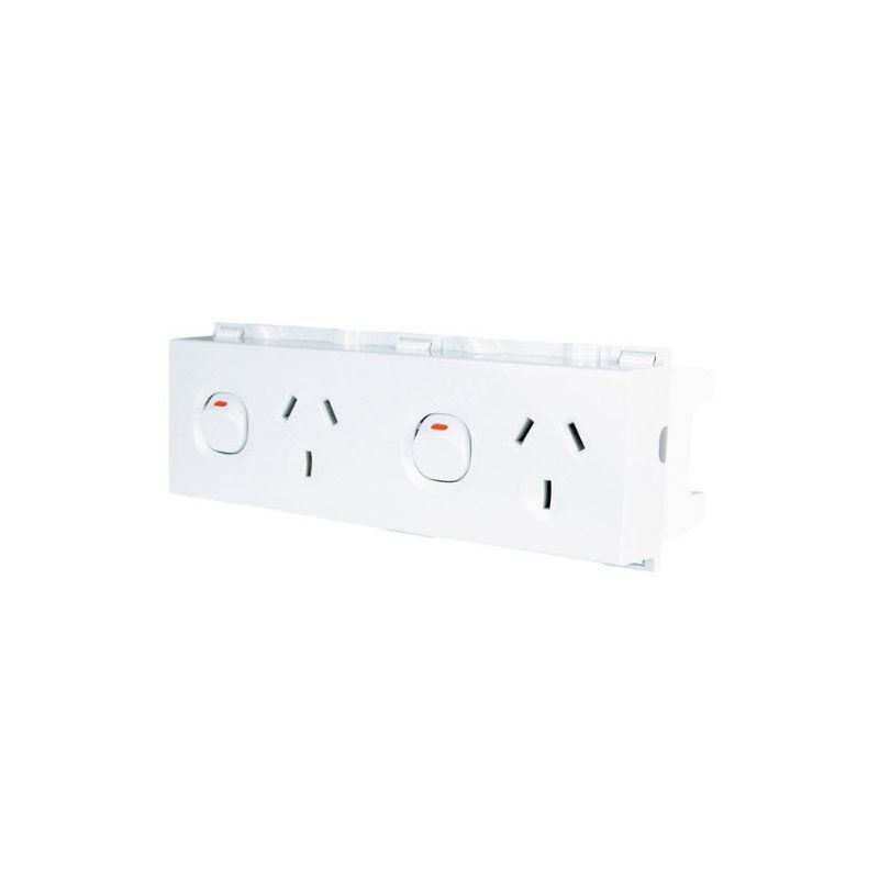 Clipsal GPO Switched Outlet Flush Mount Narrow 2 Gang 10A 250V 3 Pole ...