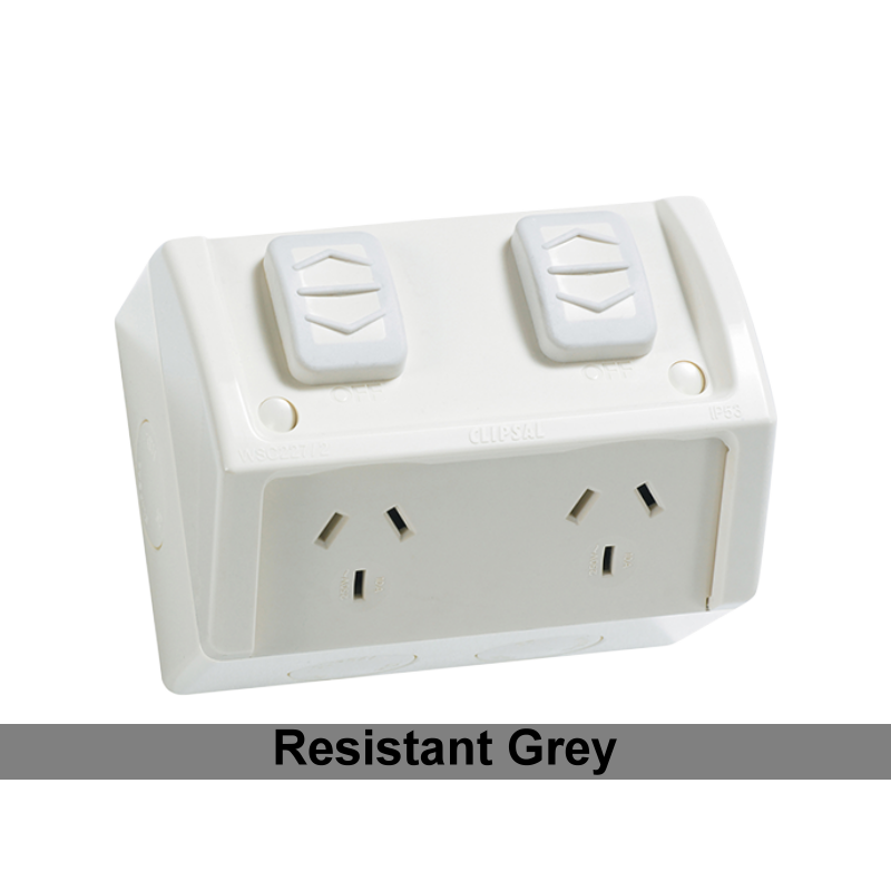 Clipsal GPO Switched Outlet Weatherproof Surface Mount Standard 2 Gang ...