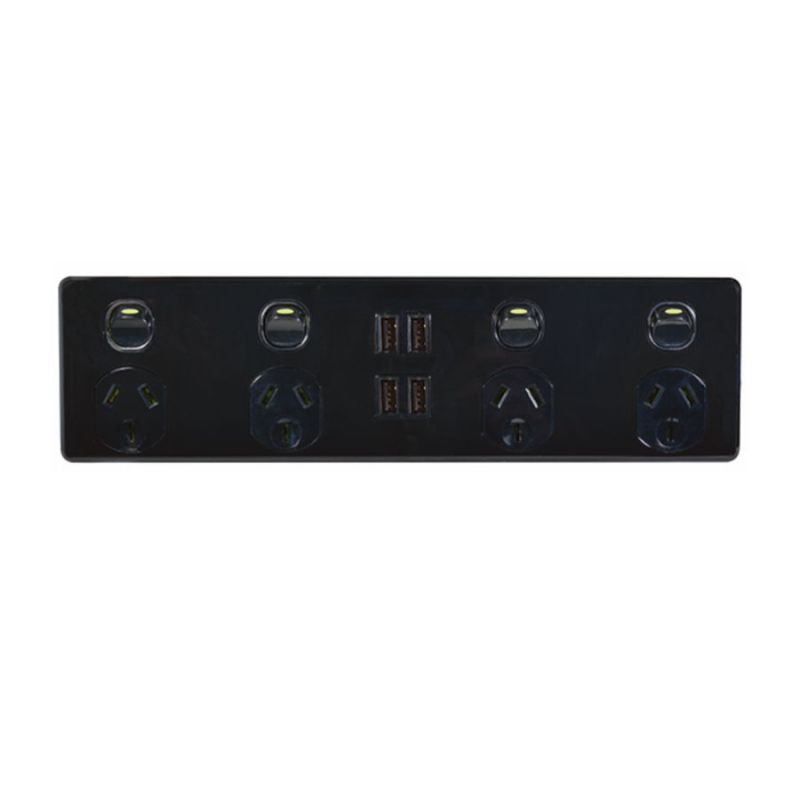 Power Point 4G 10A DP & 4G USB Type A 3.1A Top & Bottom Bla | Cetnaj