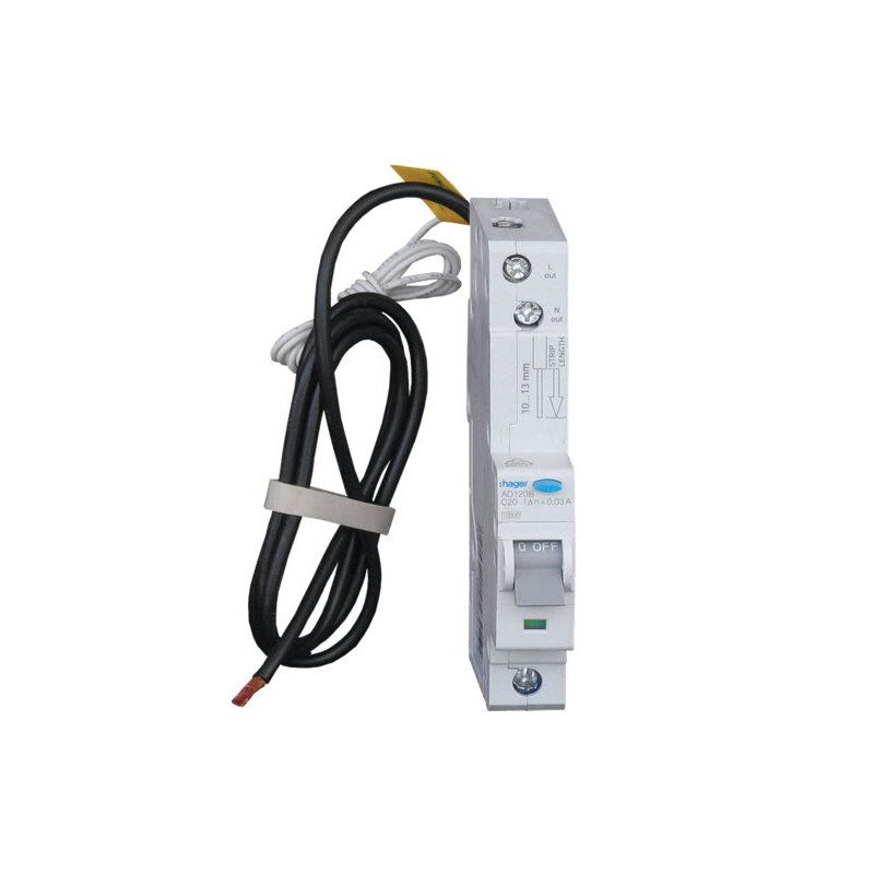 Hager Combination RCD Circuit Breaker RCBO 1Pole 20 Amp 230/240V 10 kA ...