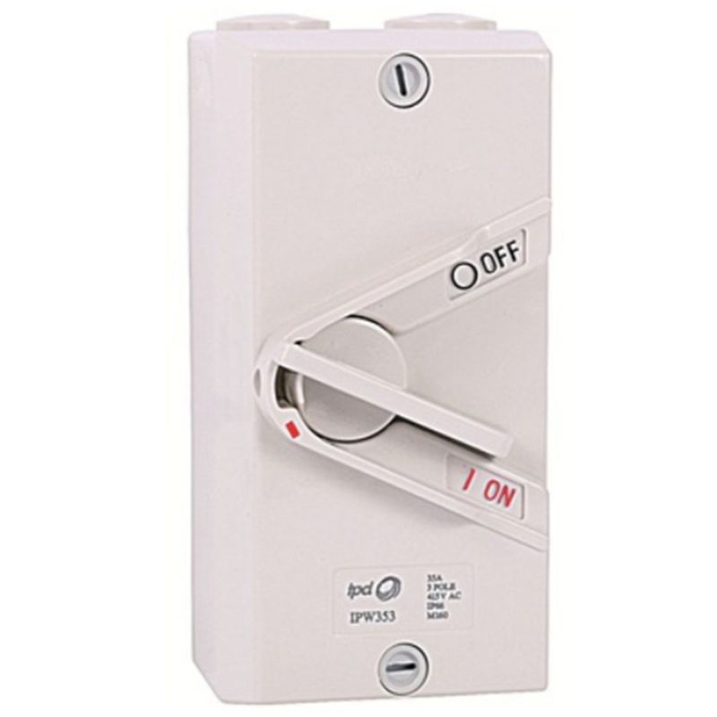 IPD Isolator Switch Weatherproof 415V 20A 3 Pole Polycarbonate Grey ...