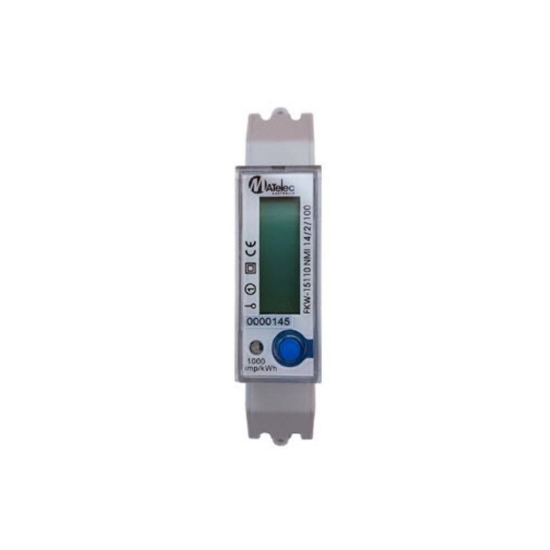 Matelec Kilowatt Hour Meter 230V 1Ph 0.25-100A 7 Digit DIN Rail Mount ...