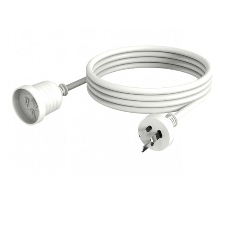 Mistral Cord Extension Socket 10A 250V ac Length 5m White | Cetnaj