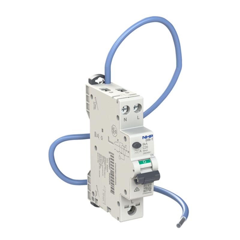 NHP DIN-T Residual Current Breaker RCBO 10kA 1 Pole and Switched ...