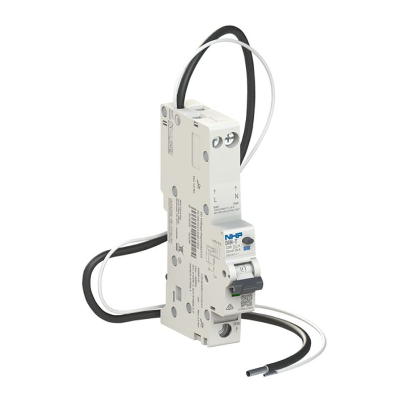 NHP DIN-T Residual Current Breaker RCBO 6kA 1 Pole and Neutral 25A C ...