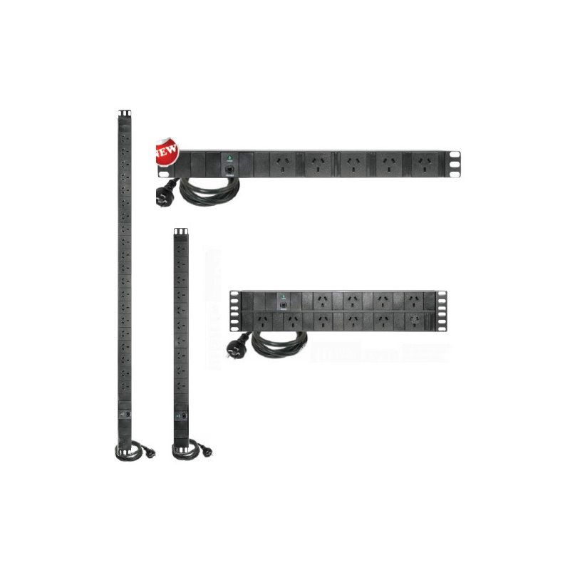 Rack Technologies Power Rail Horizontal 10 Way 20A Plug Standard Socket ...