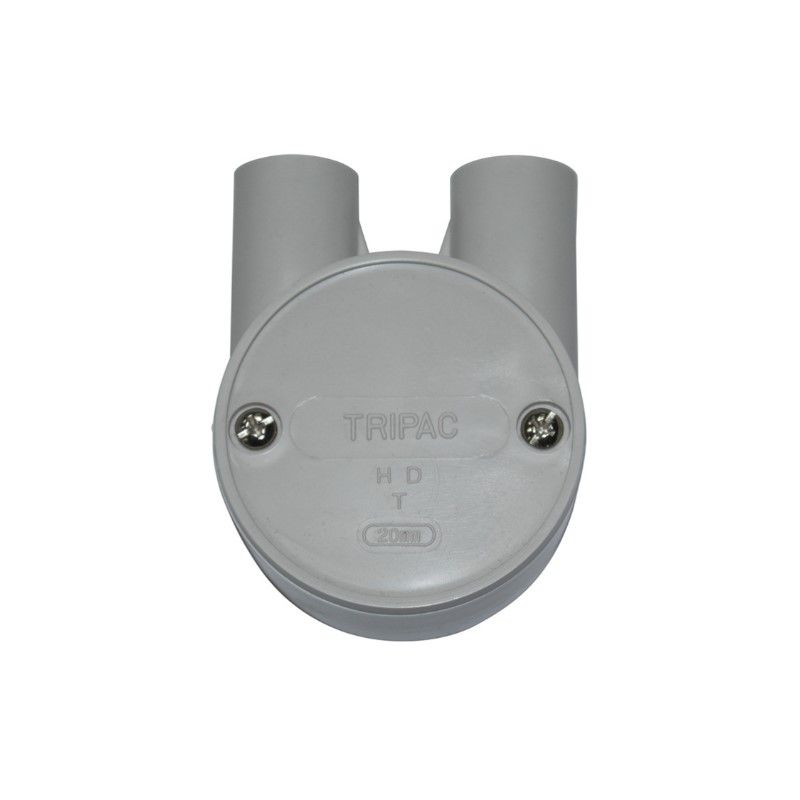 Tripac Conduit Junction Box 2 Way U Type Round Shallow PVC | Cetnaj