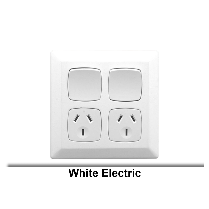 GPO Flush Large 2G 10A 250V 1P Vertical White Electric - Cetnaj