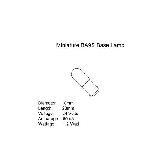 ASI Lamps Type 19 Miniature Lamp 1.2W T10 24V 50mA BA9s 0.24 MSCP 3000 ...