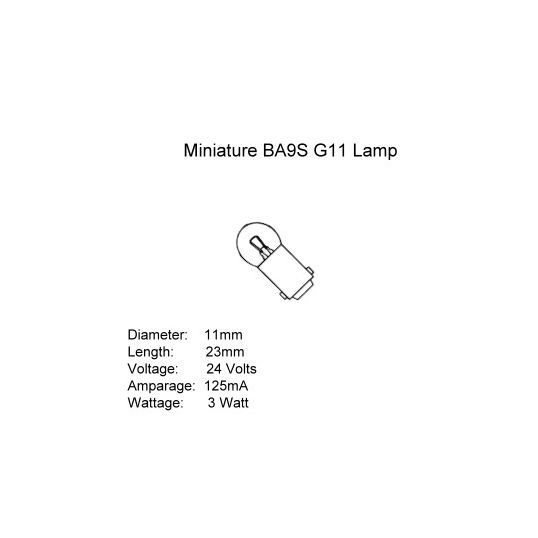 ASI Lamps Type 22 Miniature Lamp 3W G11 24V 125mA BA9s 1000 hrs C2F ...