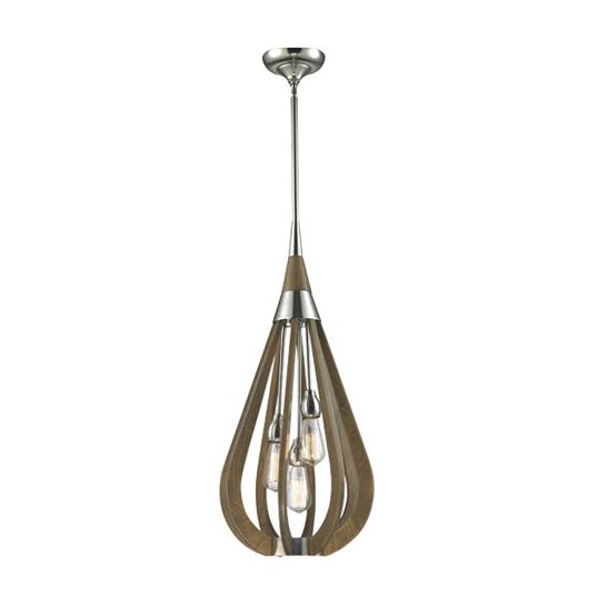 CLA Lighting Pendant Halogen 60W 240V E27 Nickel Taupe Wood | Cetnaj