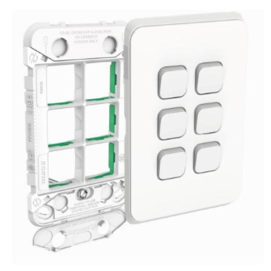 Clipsal Iconic Switch Grid Plate & Skin Flush Mount 6 Gang Horizontal ...