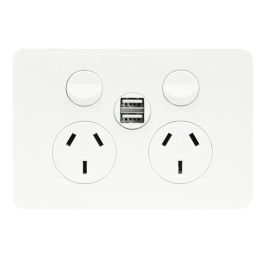 Hager Allure Double Socket 10Amp 240/5Volt AC/DC Double Power Point cw ...