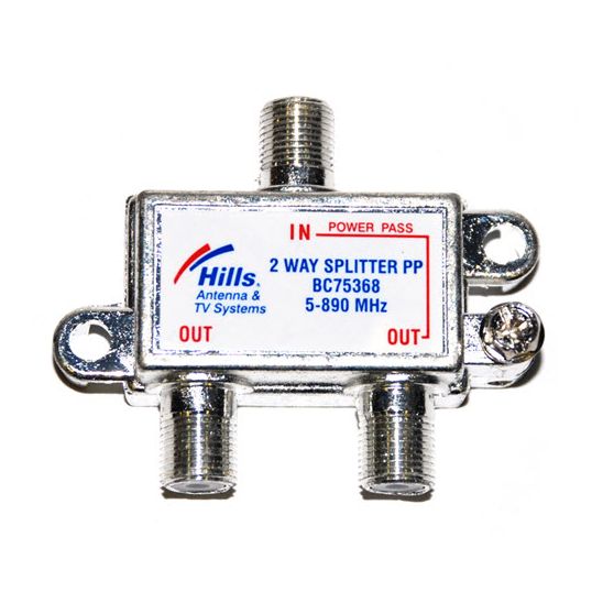 Hills Industries 2 Way TV Antenna Splitter 1 Port Power Pass F Type ...