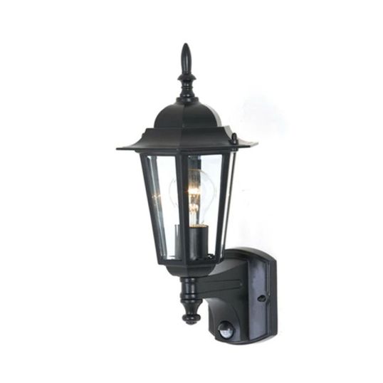 Mercator Tilbury Exterior Wall Light with Sensor 1 Light 60W E27 Black ...