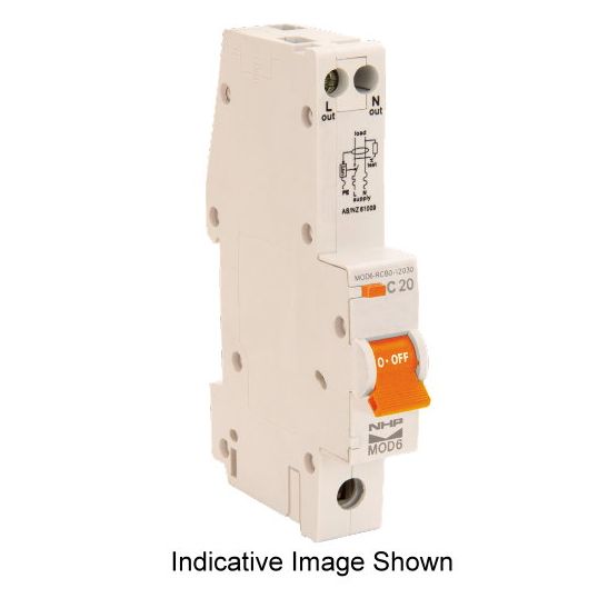 NHP Combination RCD Circuit Breaker RCBO 1P+ N 20 Amp 240V AC 6 kA ...