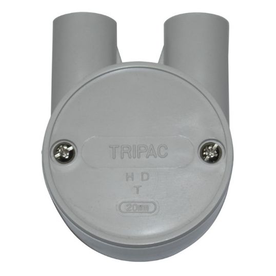 Tripac Conduit Junction Box 2 Way U Type Round Shallow PVC | Cetnaj