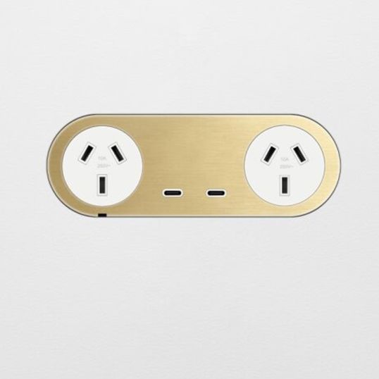 ZETR Double Outlet USBC Faceplate in Natural Brass White | Cetnaj